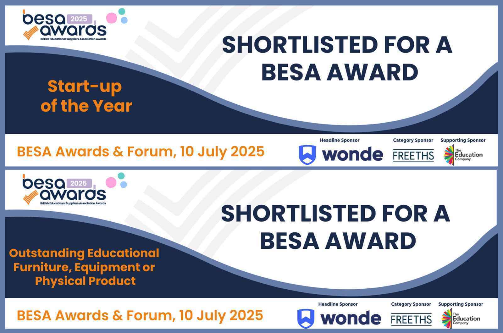 We’ve been shortlisted for 2 British Educational Suppliers Association ...